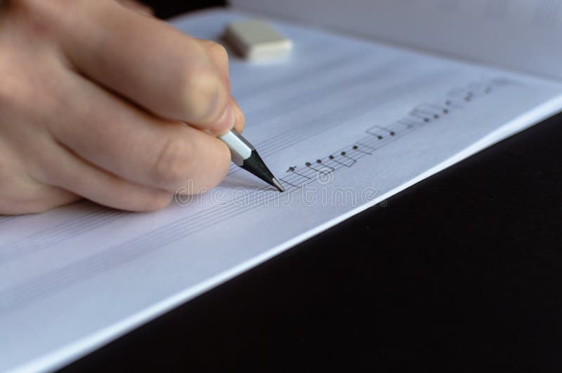 Music Notes Writing Composer Creating Musician Art Stock Image - Image ...