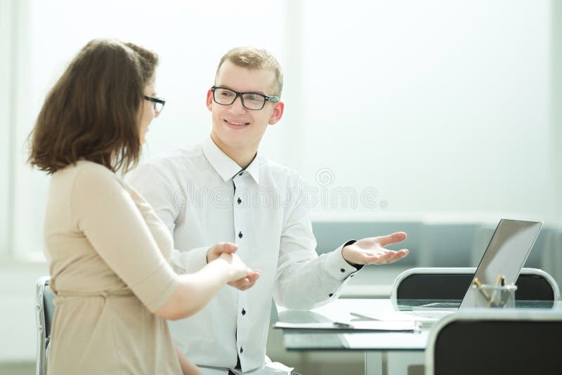 Side View.handshake Manager and Client at the Office Desk Stock Image ...