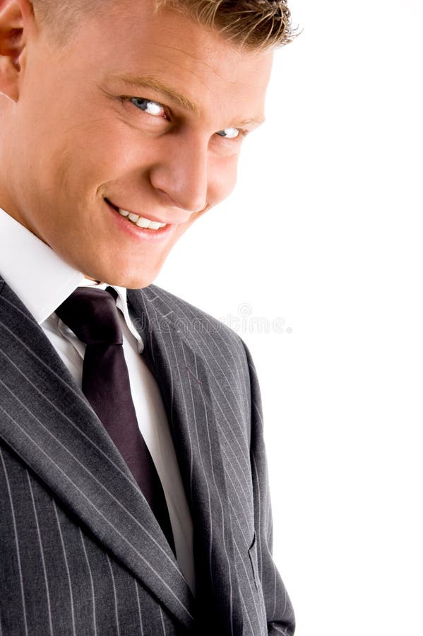 Side View of Handsome Young Man Looking at Camera Stock Photo - Image ...