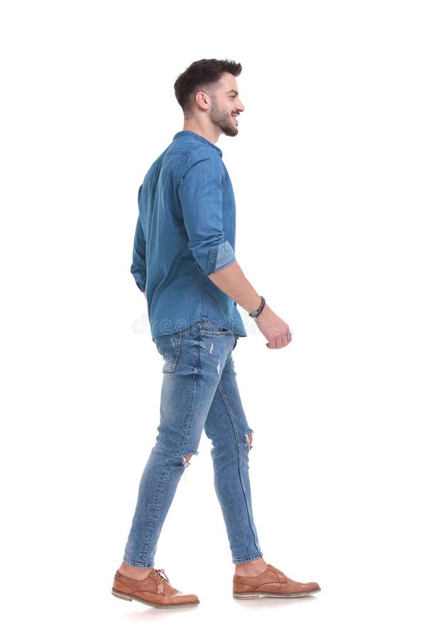 Side View of a Happy Casual Man Walking Forward Stock Photo - Image of ... Side View of a Happy Casual Man Walking Forward Stock Photo - Image of ...