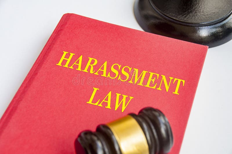 Side View of Harassment Law Book with Gavel on White Background. Zero ...