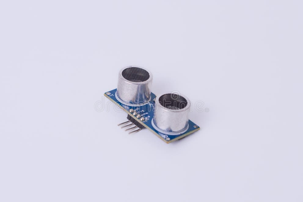 Side View of HC-SR04 Ultrasonic Sensor Module on White Background Stock ...