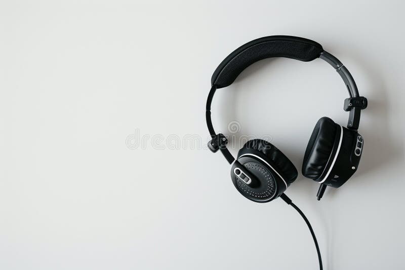 Side View of a Headset S Controls and Microphone on a White Backdrop ...