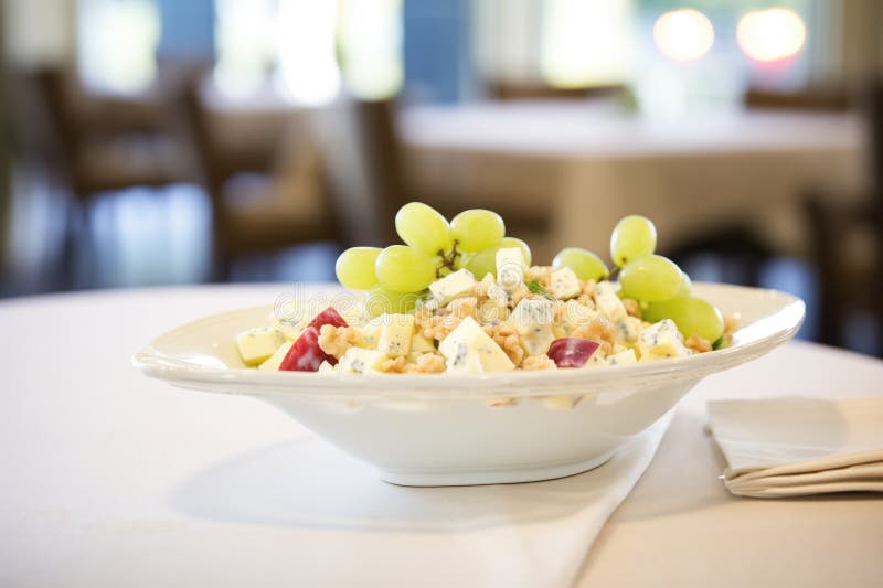 Side View of a Heaping Bowl of Waldorf Salad at a Buffet Table Stock ...