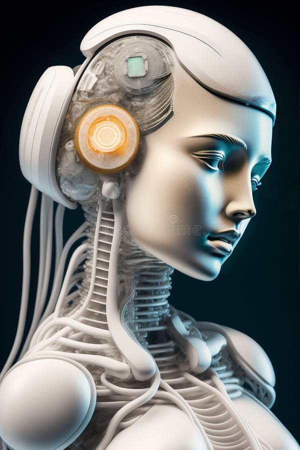 Side View of a Humanoid Head Artificial Intelligence in Humanoid Head ...