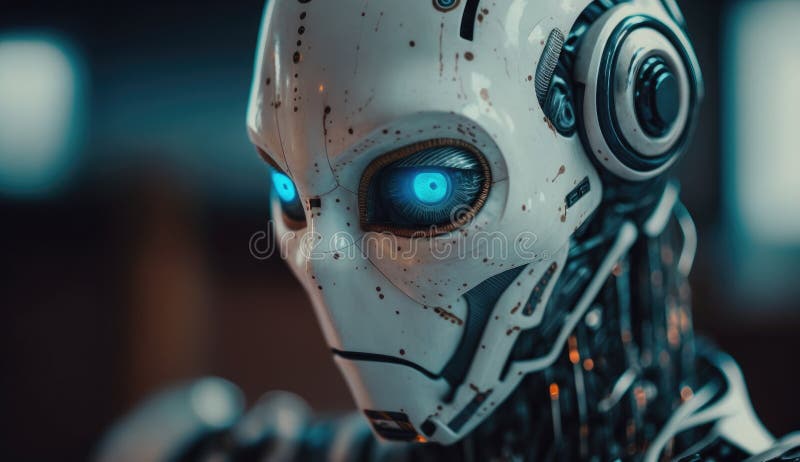 Side View of a Humanoid Robot Representing Futuristic Technology and ...