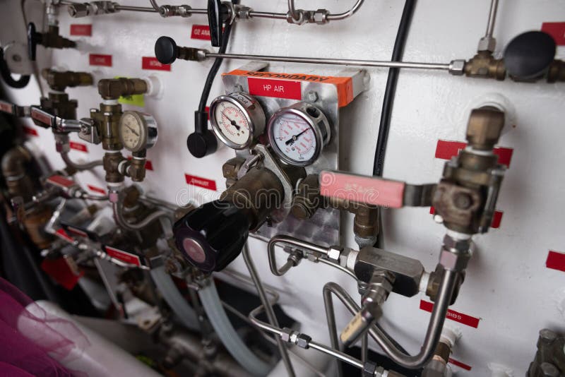 Side View of Hyperbaric Chamber with Valves and Pipes Stock Image ...
