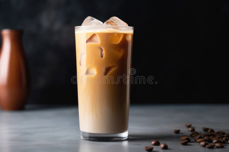 Side-view of an Iced Chai Latte Revealing the Color Gradient Stock ...