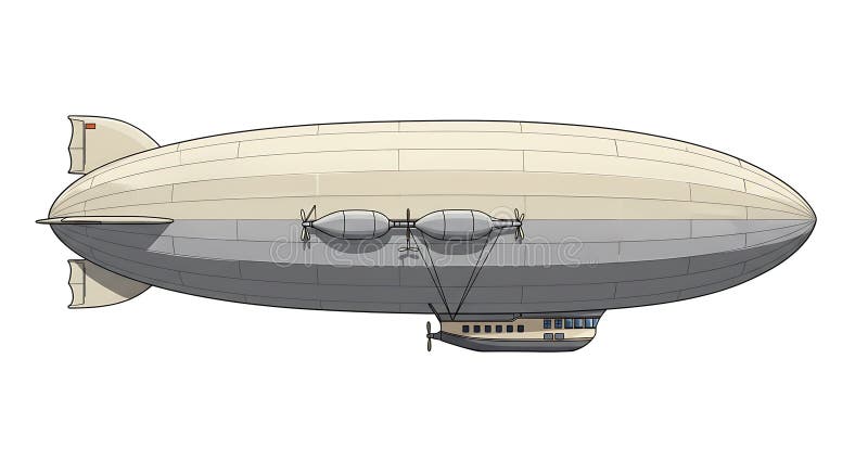 A Side View Illustration of a Dirigible Airship, Often Referred To As a ...
