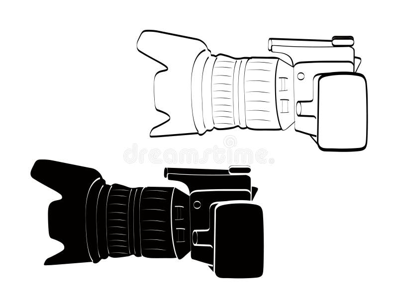 Side View Illustration White and Black Camera Vintage Icon Vector Art ...