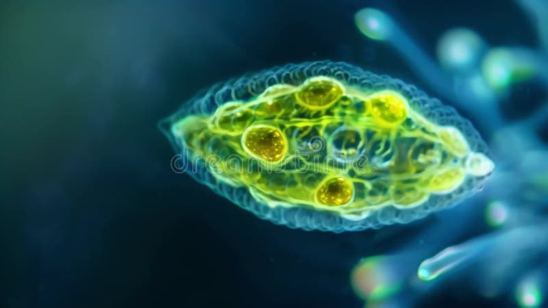 A Side View Image of an Algae Cell Revealing Its Unique Oval Shape and ...