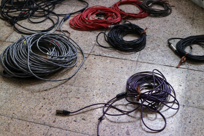 Side View Image on a Group of Wires Rolled into a Loop, Laid on the ...