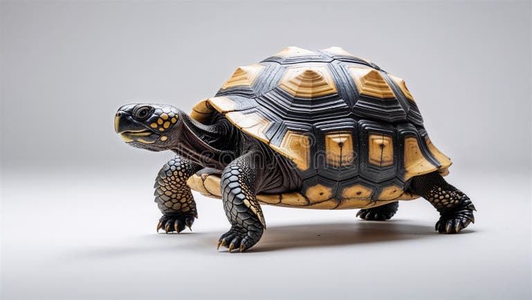 Side View of Indian Star Tortoise Walking Slowly, Shell Pattern Clear ...