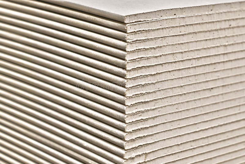 A Stack of Light Drywall. Side View, Indoors Horizontal Shot Stock ...
