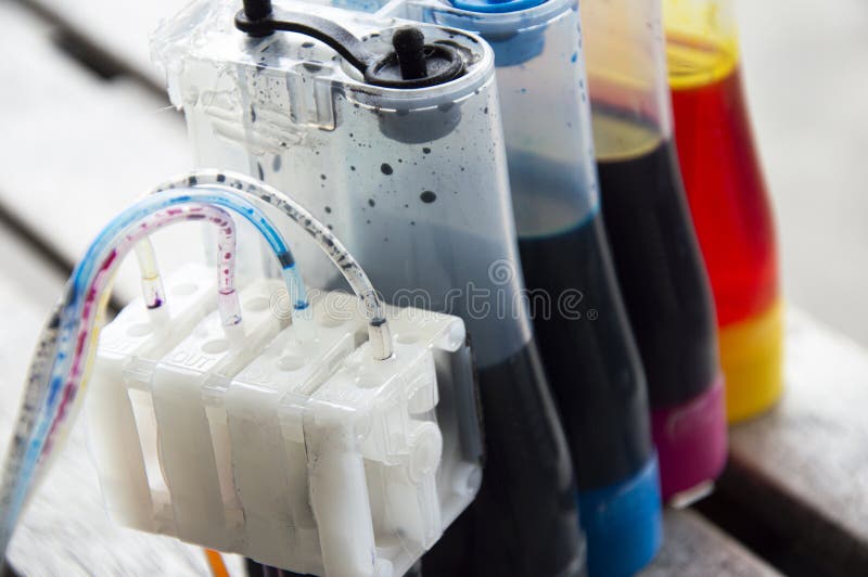 Side View of Ink Tank, DIY Printer Stock Image - Image of laser, blue ...