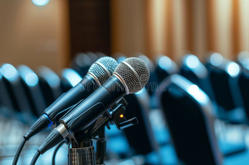 Side View of an Interview Setup with Dual Microphones Stock Image ...