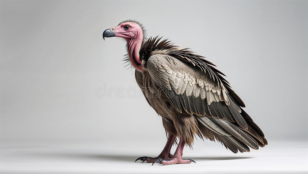 Side View of Juvenile Vulture Standing with Down Feathers and Short ...