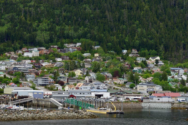 Side View of Ketchikan, Alaska from Water Stock Image - Image of ...