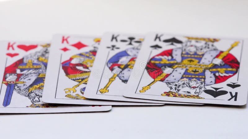 Side View of Kings Cards on a White Shiny Table. Stock Footage - Video ...