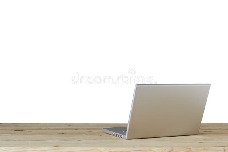Side View Laptop with Blank Screen on Table Stock Photo - Image of open ...