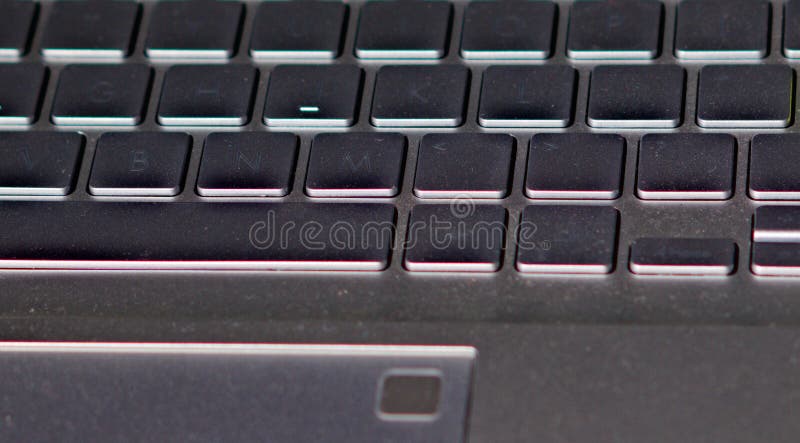 Side View of Laptop Keyboard with Finger Print Scanner Stock Photo ...