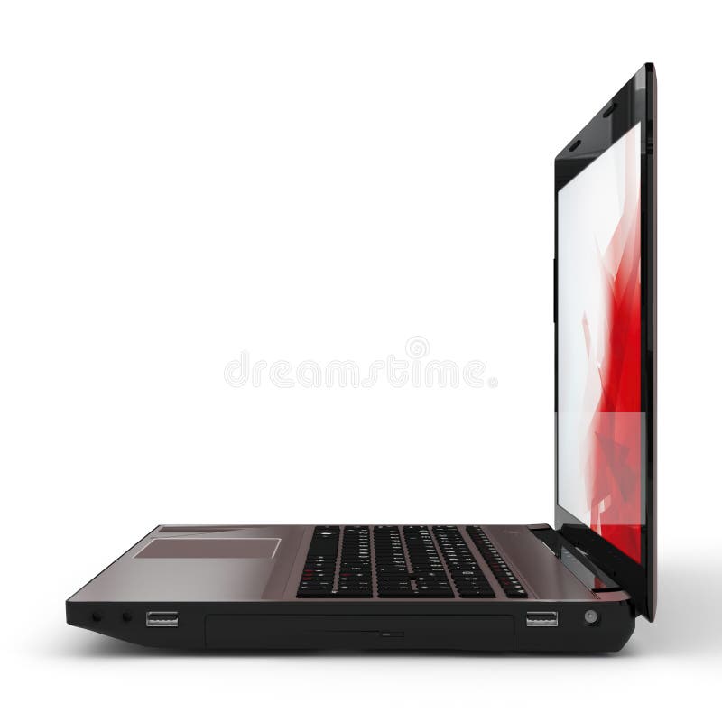 Side View of a Laptop with Open Display Isolated on White Background ...