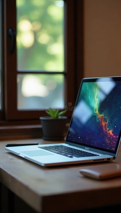 Side View, Laptop Screen, Coffee Steam, Table, Concentration, Still ...