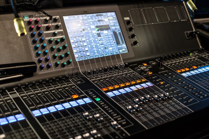 Show Sound Controller with Lighted Screens Stock Photo - Image of ...