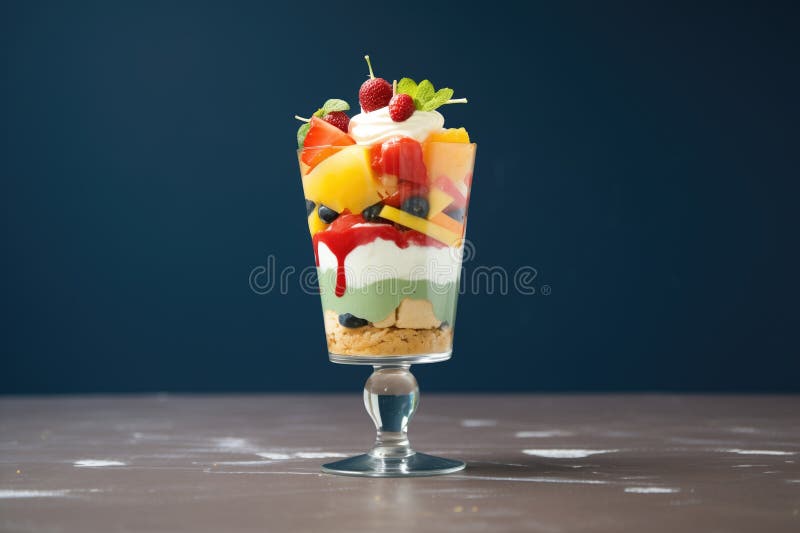 Side View of Layered Fruit Sundae in a Glass Cup Stock Image - Image of ...