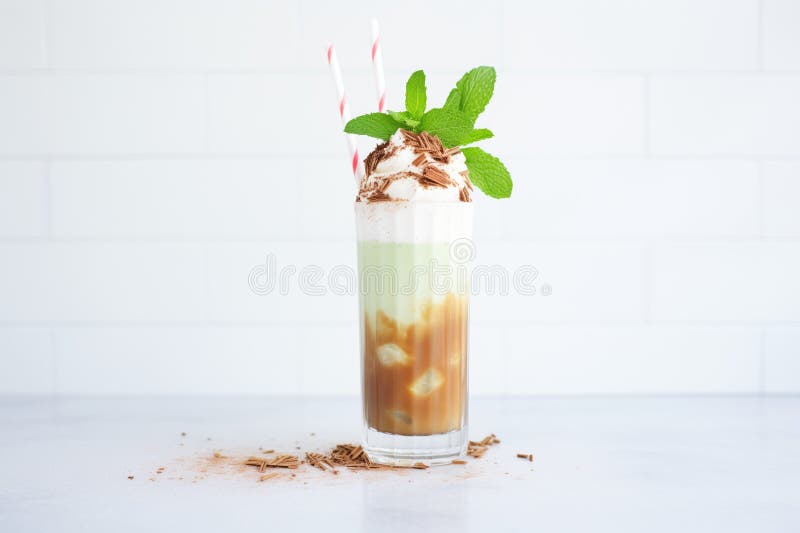 Side View of a Layered Peppermint Mocha, Revealing the Mix of Coffee ...