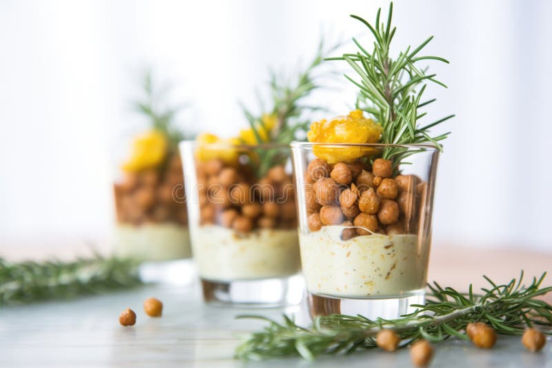 Side View of Layered Roasted Chickpeas in Glass Cups Stock Image ...