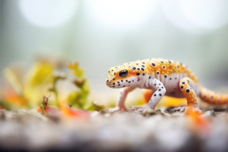 Side View of Leopard Gecko Hunting in Terrarium Stock Image - Image of ...