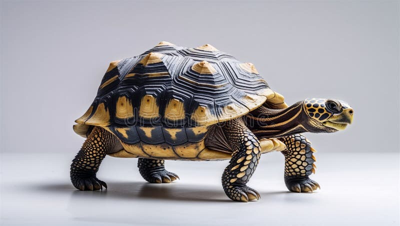 Side View of Leopard Tortoise Walking with Patterned Shell and Head ...