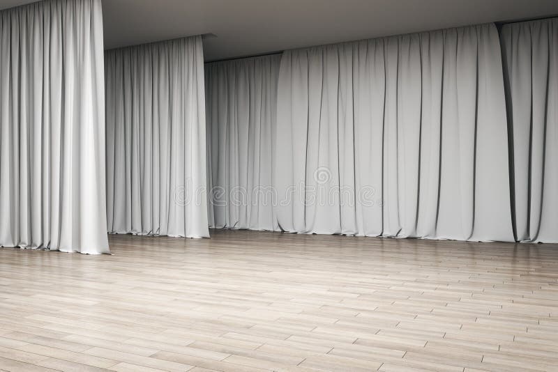 Side View on Light Backstage in Empty Performance Hall with Wooden ...