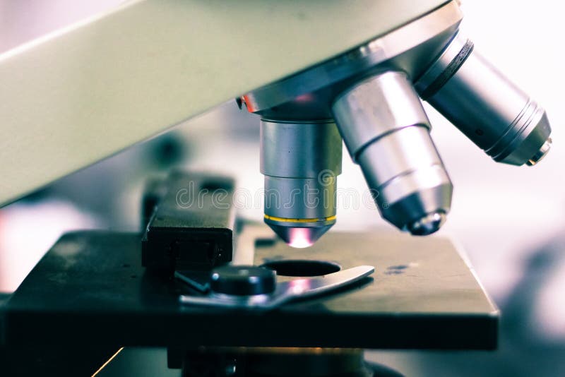Side View of a Light Microscope Showing the Light on and Optical Eye ...
