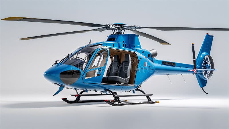 Side View of a Light Utility Helicopter with Open Cabin and Rear Rotor ...