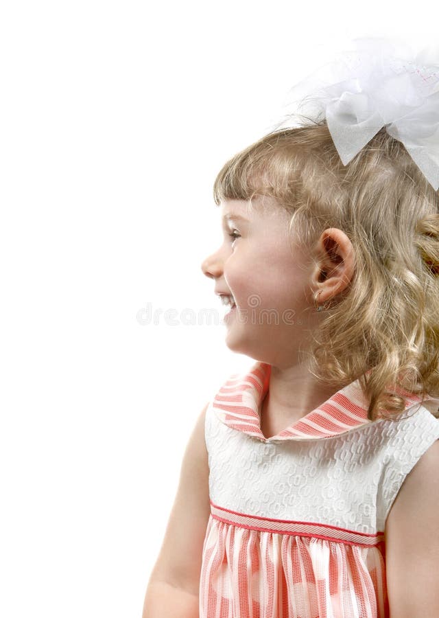 Side View a Little Girl stock image. Image of stand, indoor - 30613861