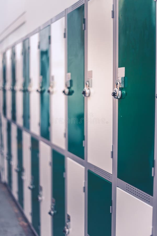 Side View of a Locker Hall in a University Stock Image - Image of ...