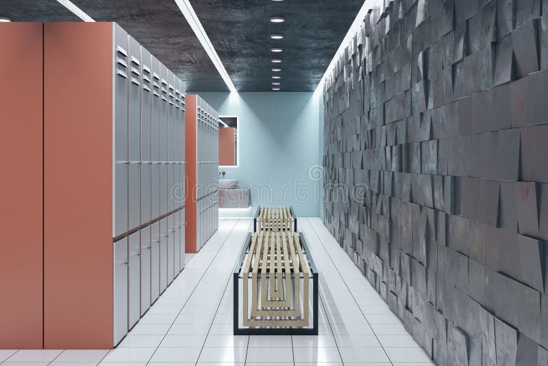 Side View of Locker Room Interior Stock Illustration - Illustration of ...