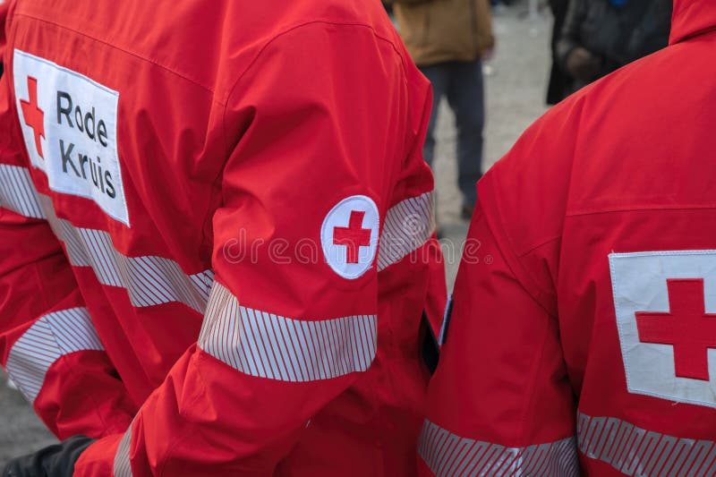 Side View Logo on a Rode Kruis Jacket at Amsterdam the Netherlands 25-2 ...