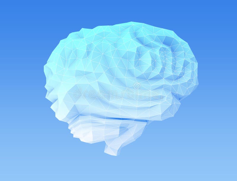 Side View of Low Poly Brain Model Stock Illustration - Illustration of ...