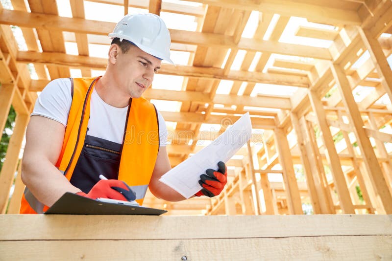 Male Architect, Engineer, Builder Standing, Constructing Building ...