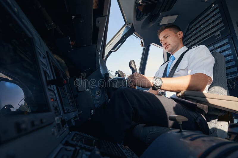 Second Pilot Operating Plane with Control Wheel Stock Image - Image of ...