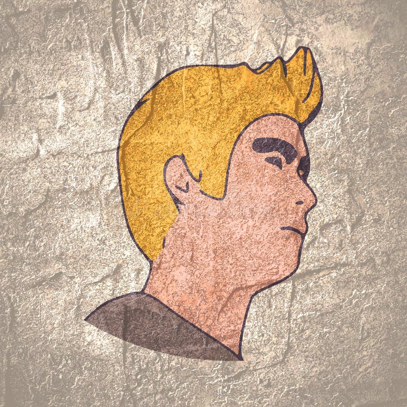 Side View Male Face. Man Avatar. Outline Style Stock Image - Image of ...