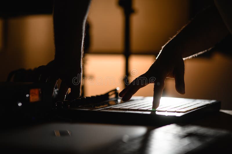 Side View of Male Hands Pressing Keys on Copper Controller Stock Image ... Side View of Male Hands Pressing Keys on Copper Controller Stock Image ...