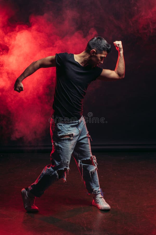 Side View on Man Dancing in Studio Stock Image - Image of black, person ...