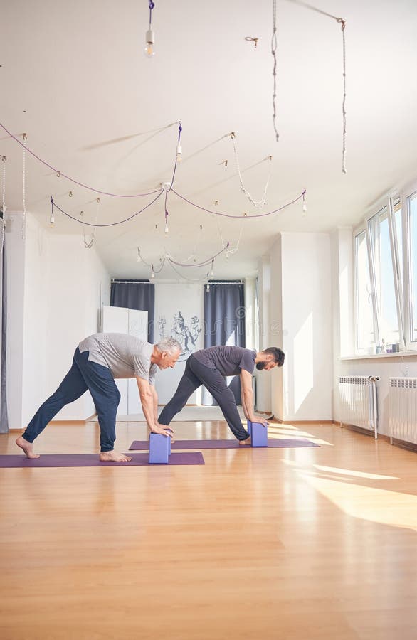 Beginner and a Professional Coach Working Out Together Stock Photo ...