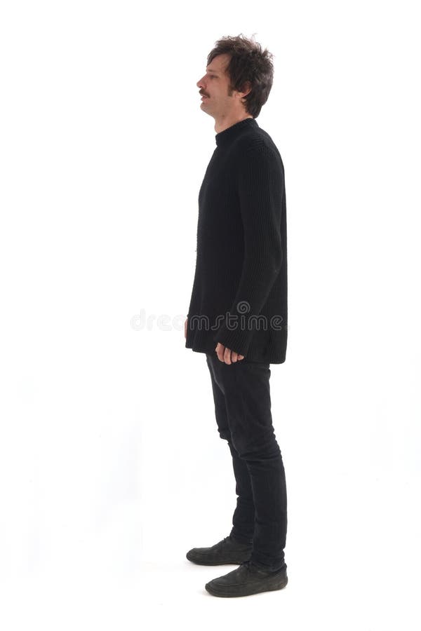 Back , Front and Side View on a Man Standing on White Stock Image ...