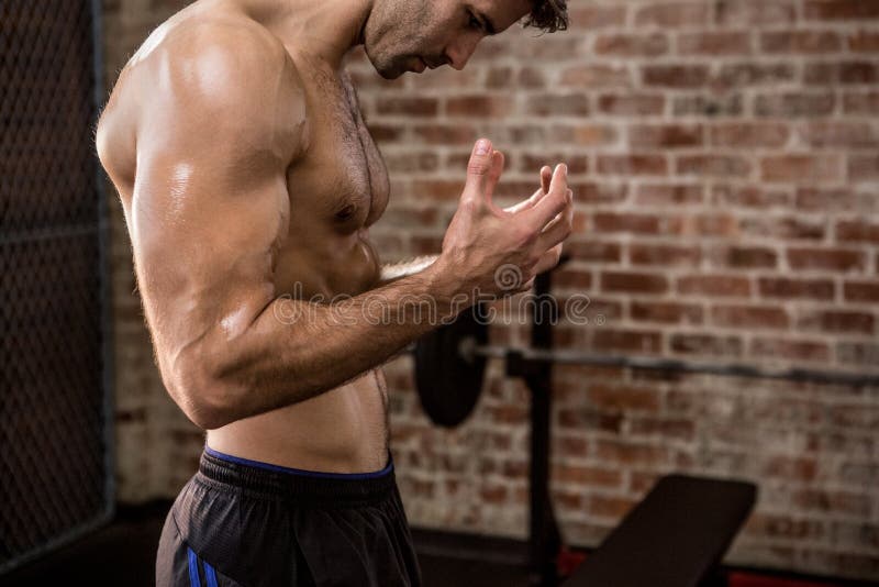 Side View of a Man Showing His Body Stock Image - Image of studio ...