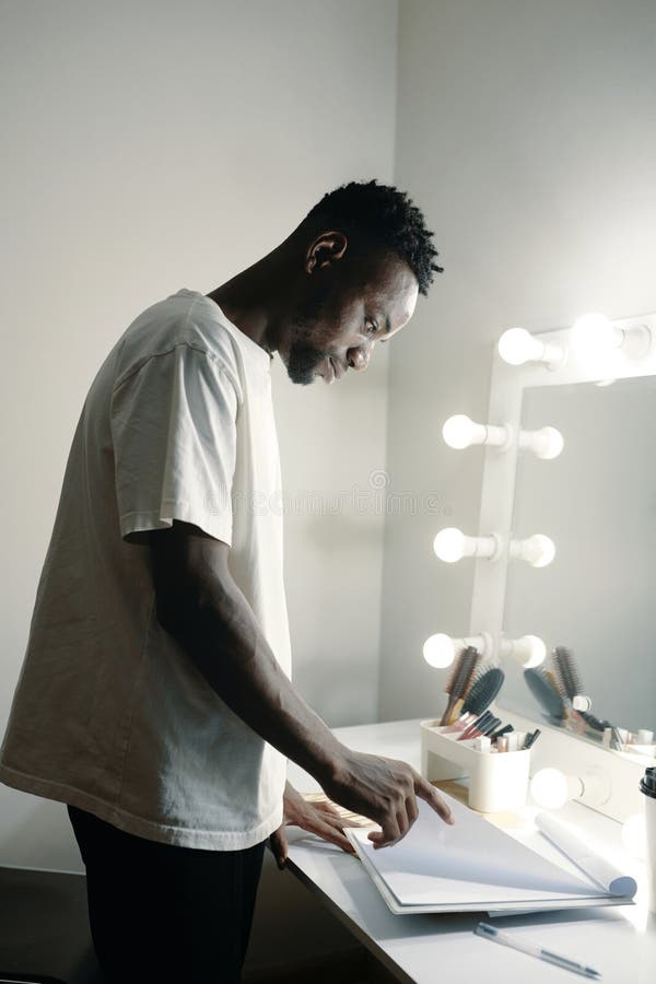 Reflecting and Writing at Dressing Room Mirror Stock Photo - Image of ...